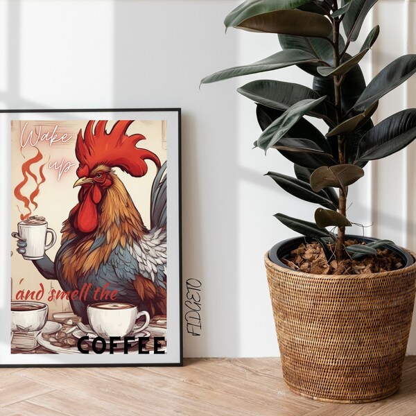 Funny Rooster Wall Art Etsy