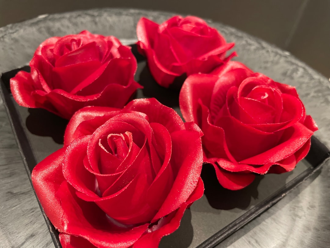 4er Set Wachsrose 7 cm rot wax rose Allerheiligen Grab Grabrose - Etsy.de