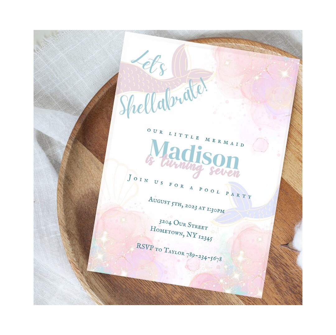 Let's Shellabrate Mermaid Birthday Customizable Fun Invitation Girl ...