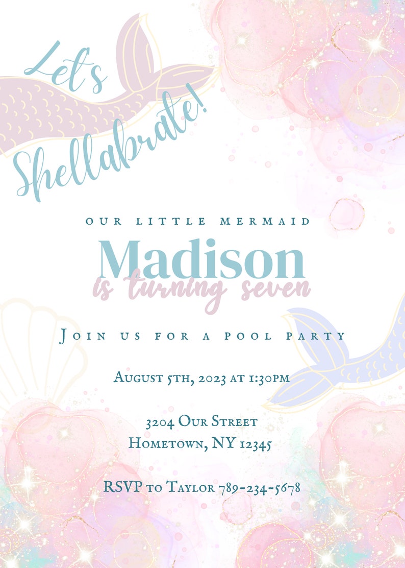 Let's Shellabrate Mermaid Birthday Customizable Fun Invitation Girl ...