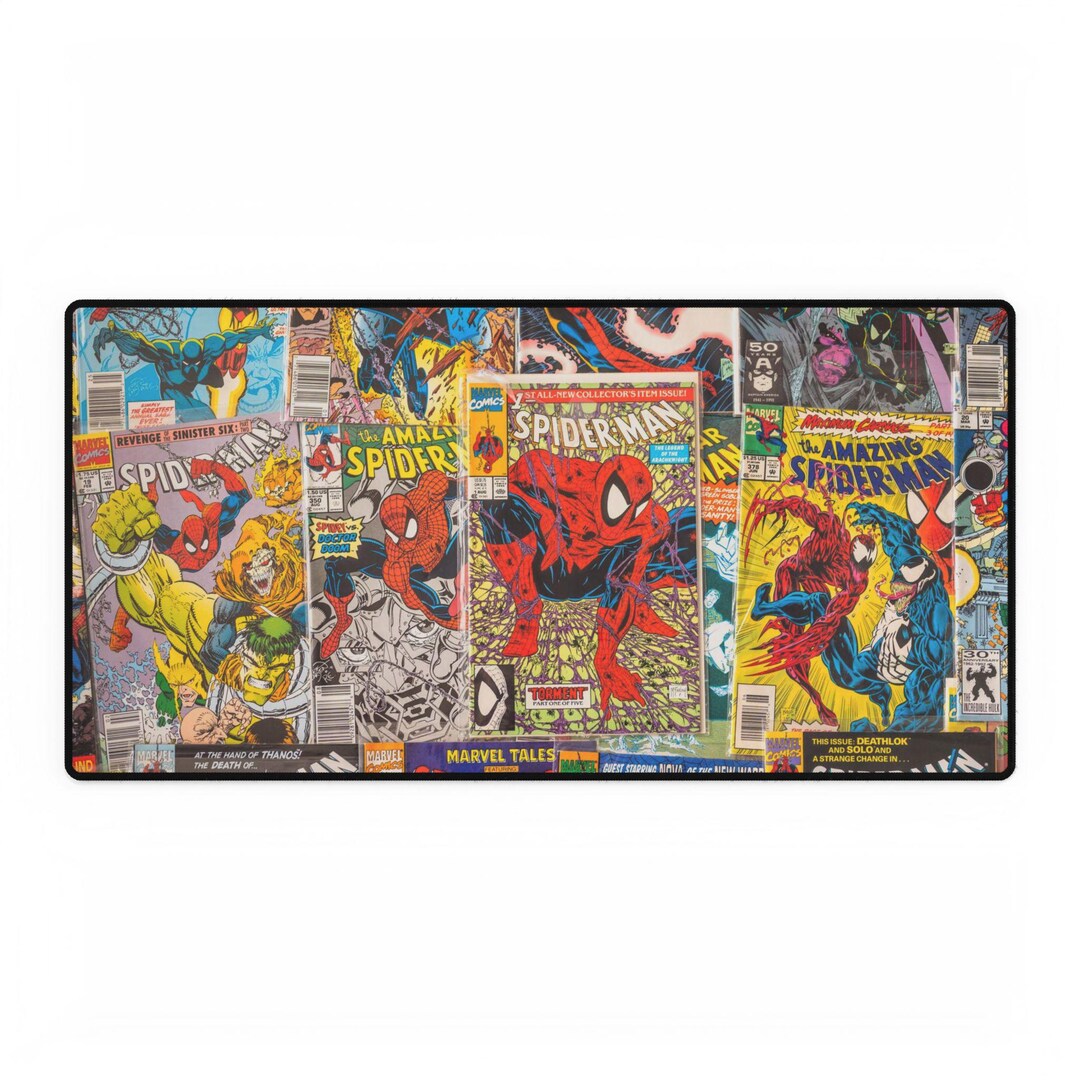 Vintage Spider-man Desk Mat, Comic Book Office Decor, Marvel Workspace ...