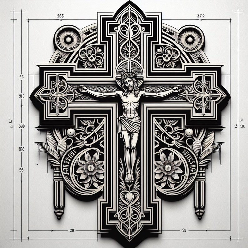 3 Elegant DXF Jesus Cross Laser Cut File Vector File for Laser Cutting ...