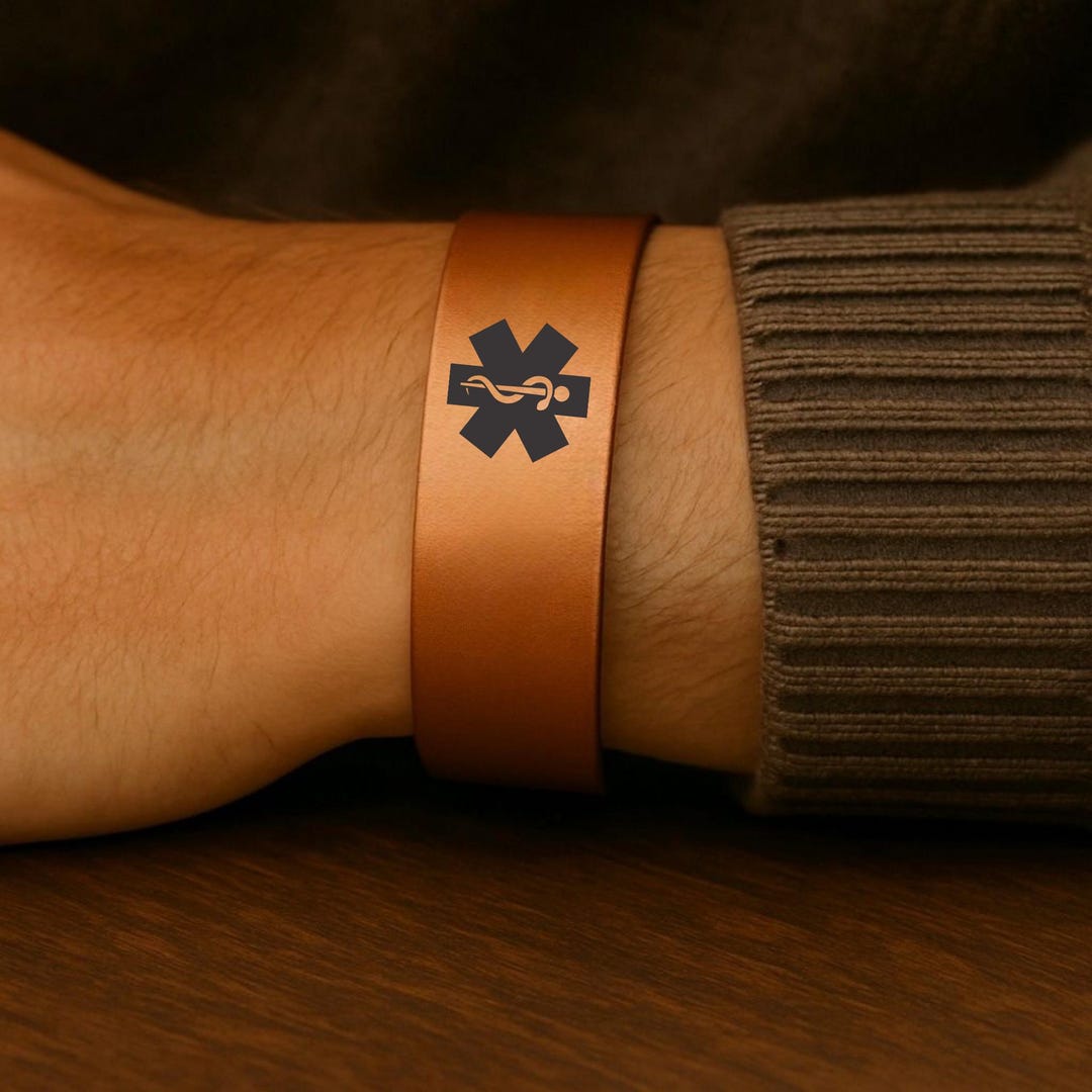 Medical ID Bracelets for Men's, Copper Medic Alert Bracelet, Adjustable ...
