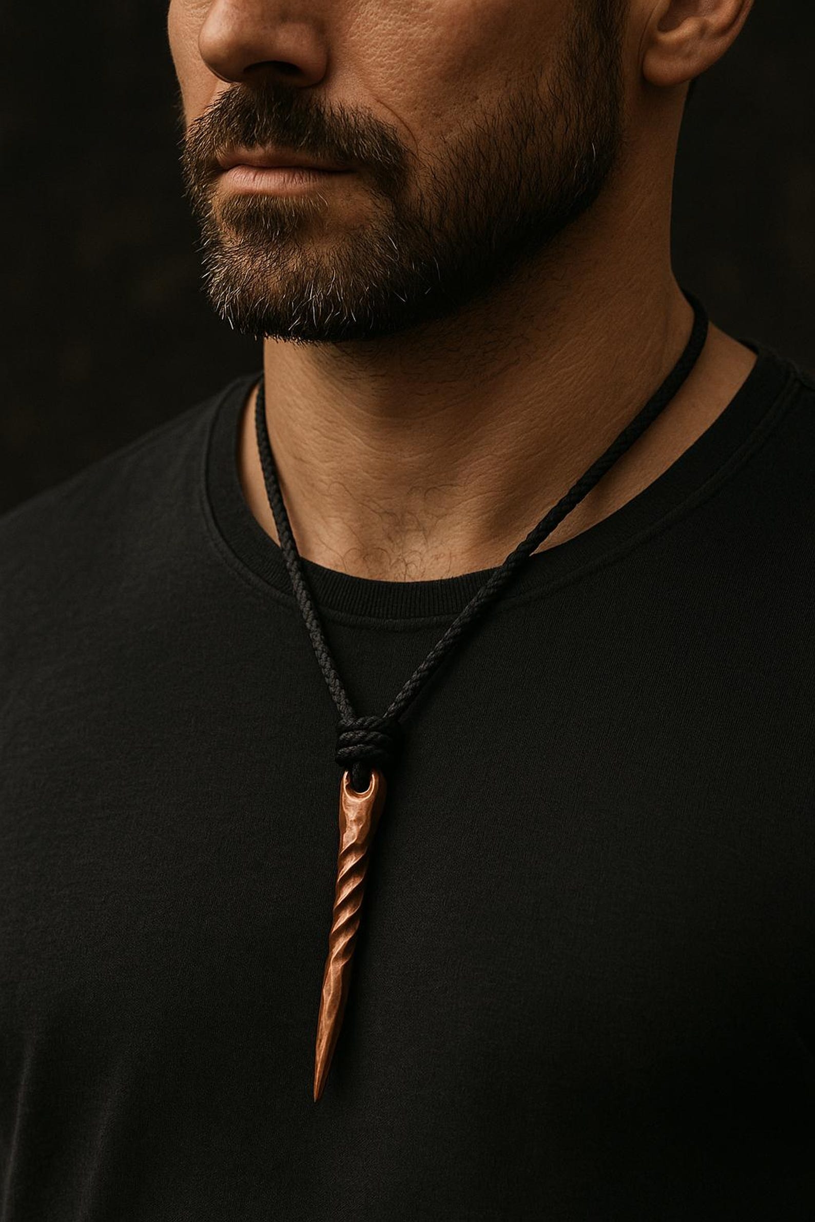 Viking Style Pure Copper Pendant, Twisted & Hammered Necklace, Gift for ...