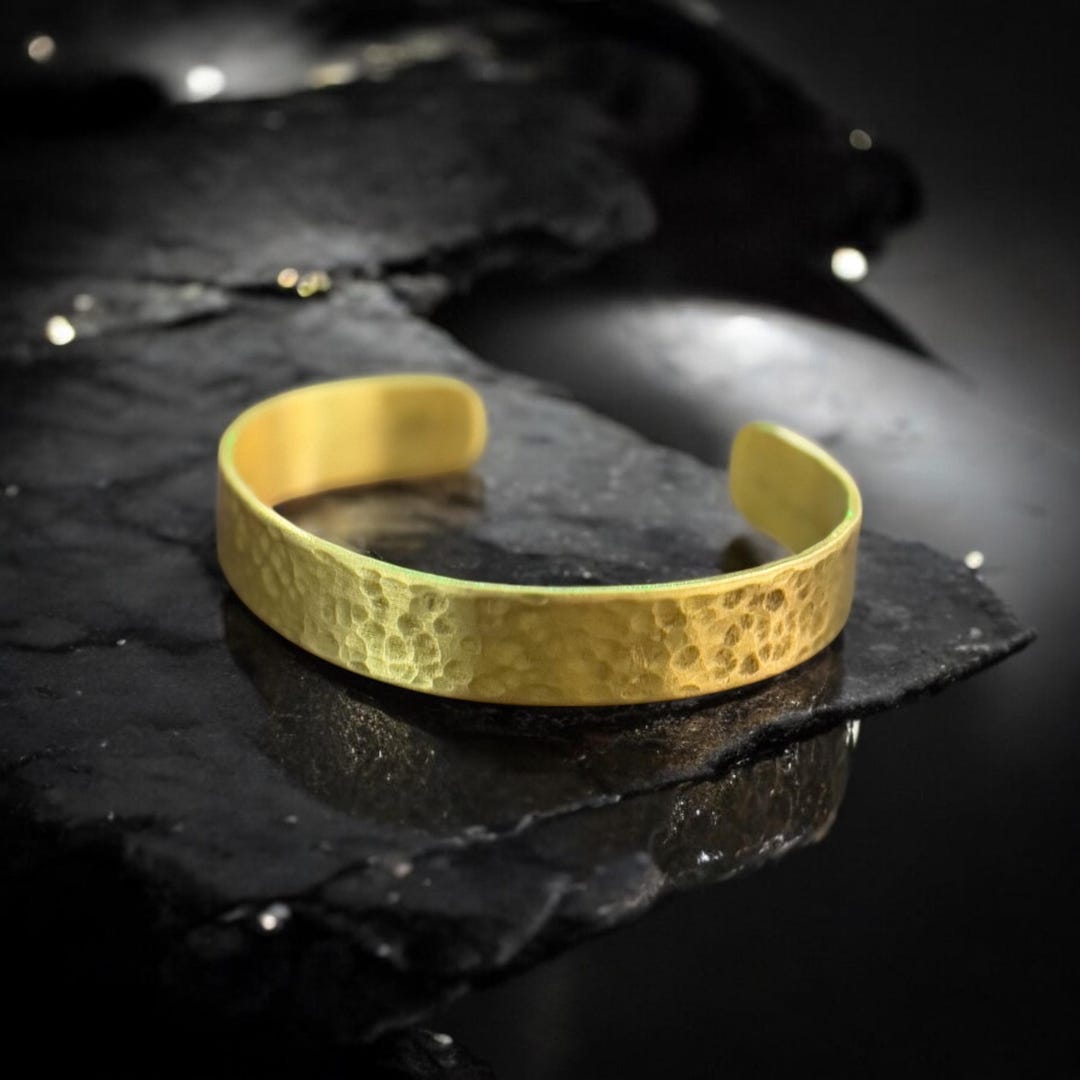 Hammered Brass Bracelet, Waterproof Durable Bracelet, Brass Mens ...