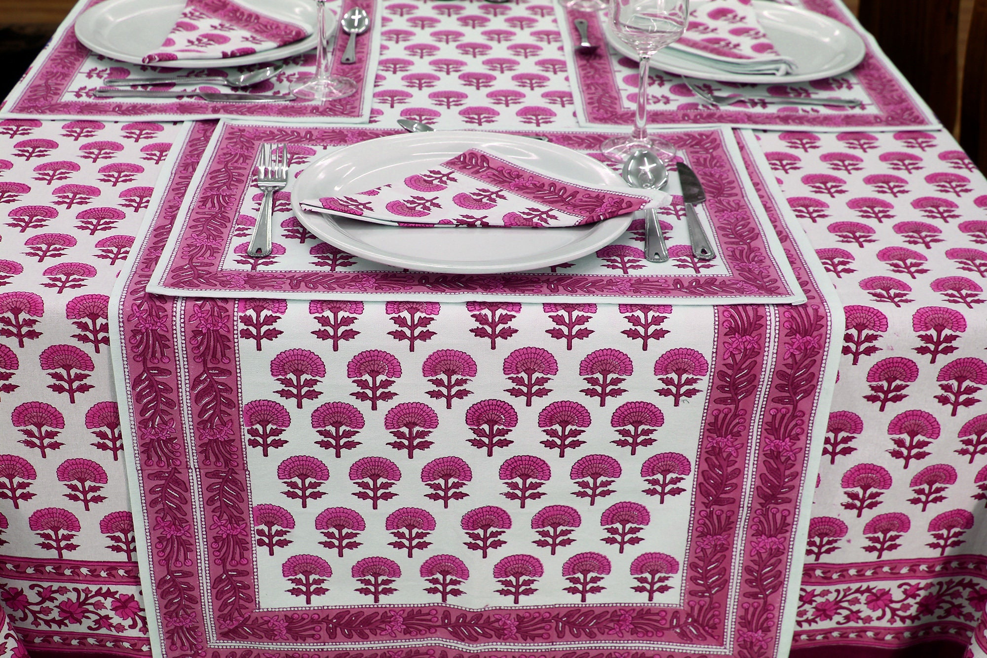 Pink & White Block Print Barbie Room Decor Tablecloth Kitchen - Etsy