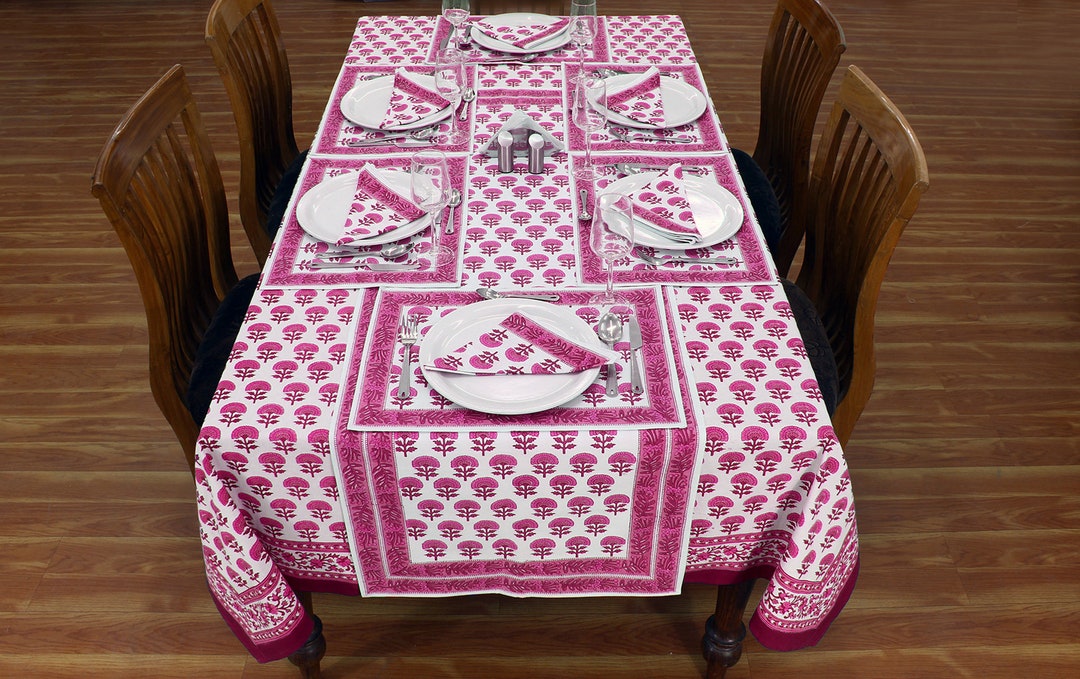 Pink & White Block Print Barbie Room Decor Tablecloth Kitchen - Etsy