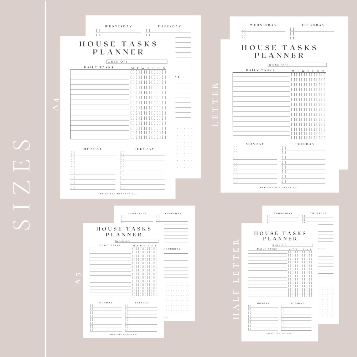 House Tasks Planner • Printable Insert • 2 Sheets Planner • A4/a5 ...