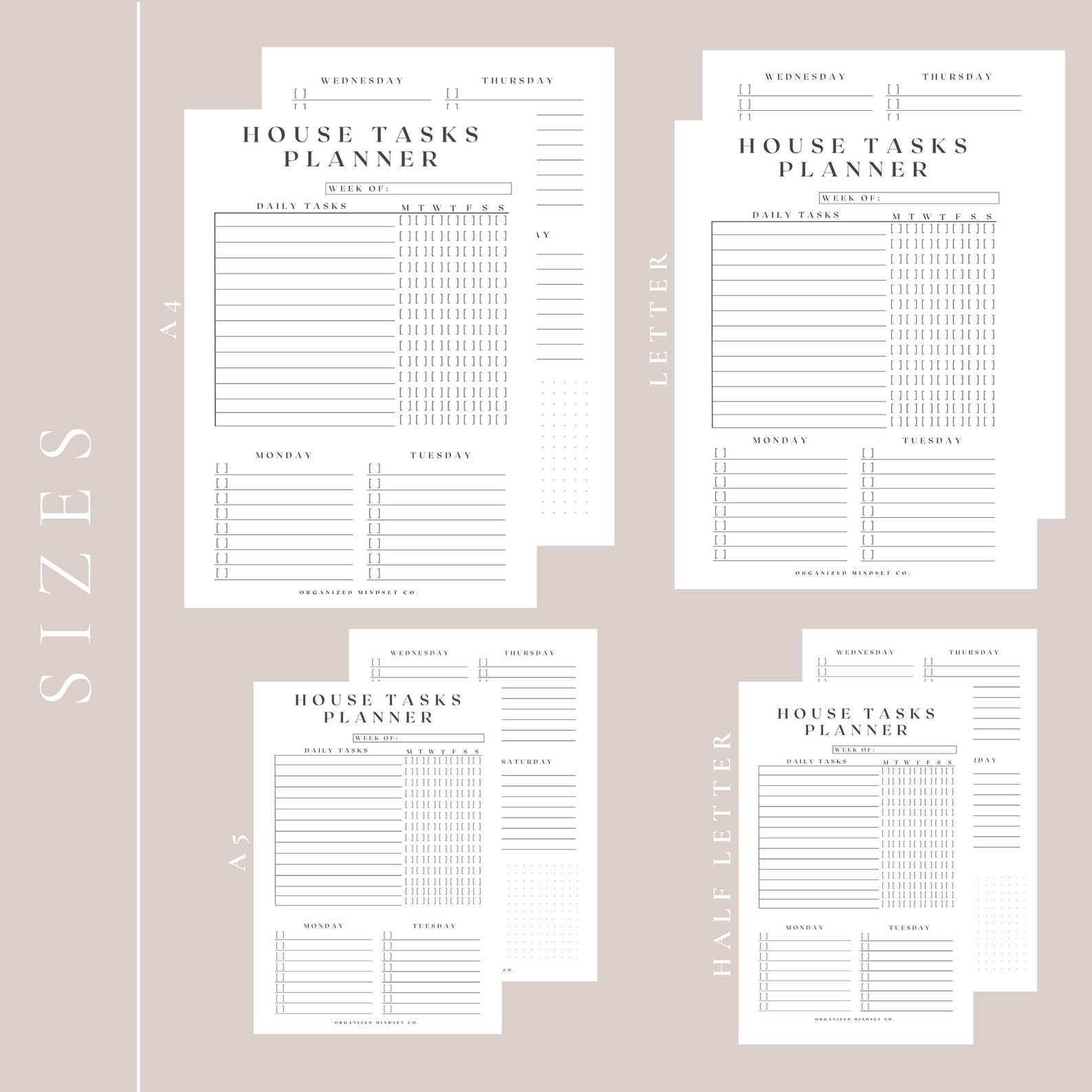 House Tasks Planner Printable Insert 2 Sheets Planner A4/a5/letter/half ...