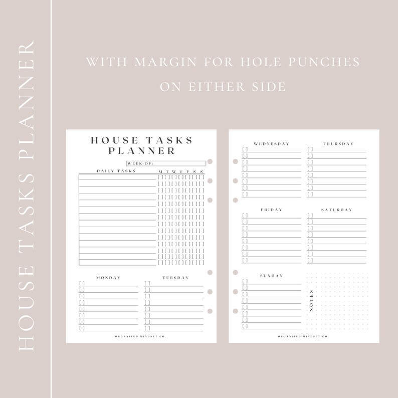 House Tasks Planner • Printable Insert • 2 Sheets Planner • A4/a5 ...