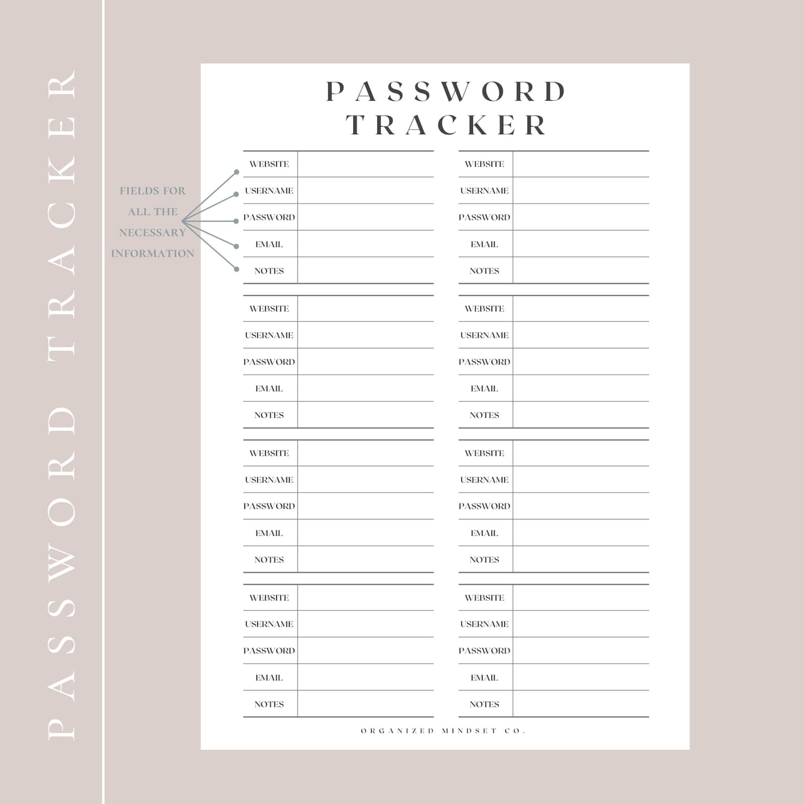 Password Tracker Password Log Printable Insert A4/a5/letter/half Letter ...