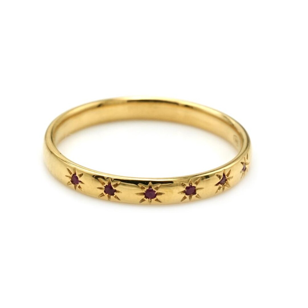 Round Cut Stare Red Ruby 14K White Gold Eternity Band, Wedding ...