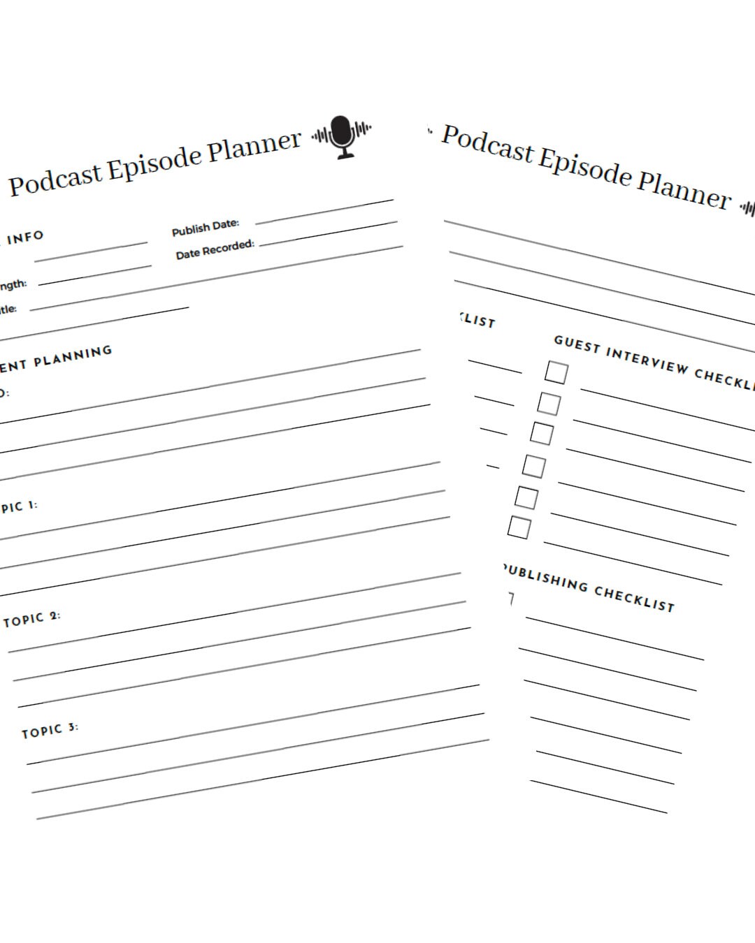 Podcast Episode Planner PRINTABLE and FILLABLE. Podcast Checklist. - Etsy