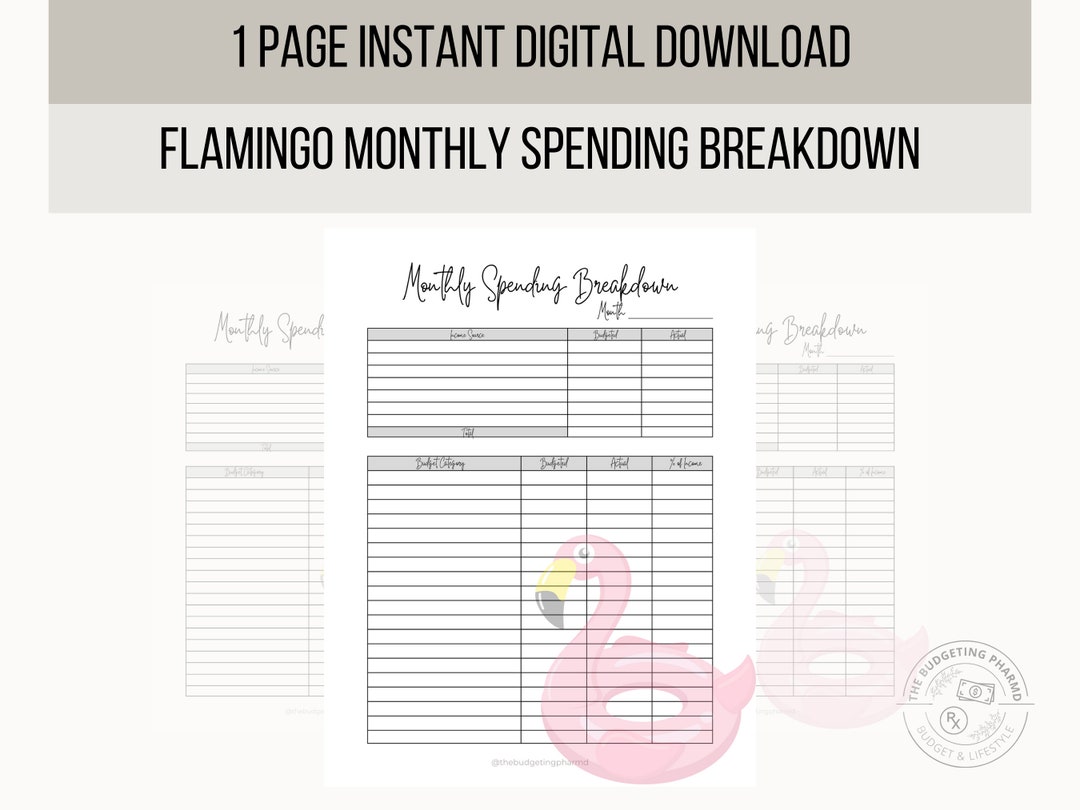 Monthly Spending Breakdown, Monthly Spending, Monthly Breakdown, 50/30 ...