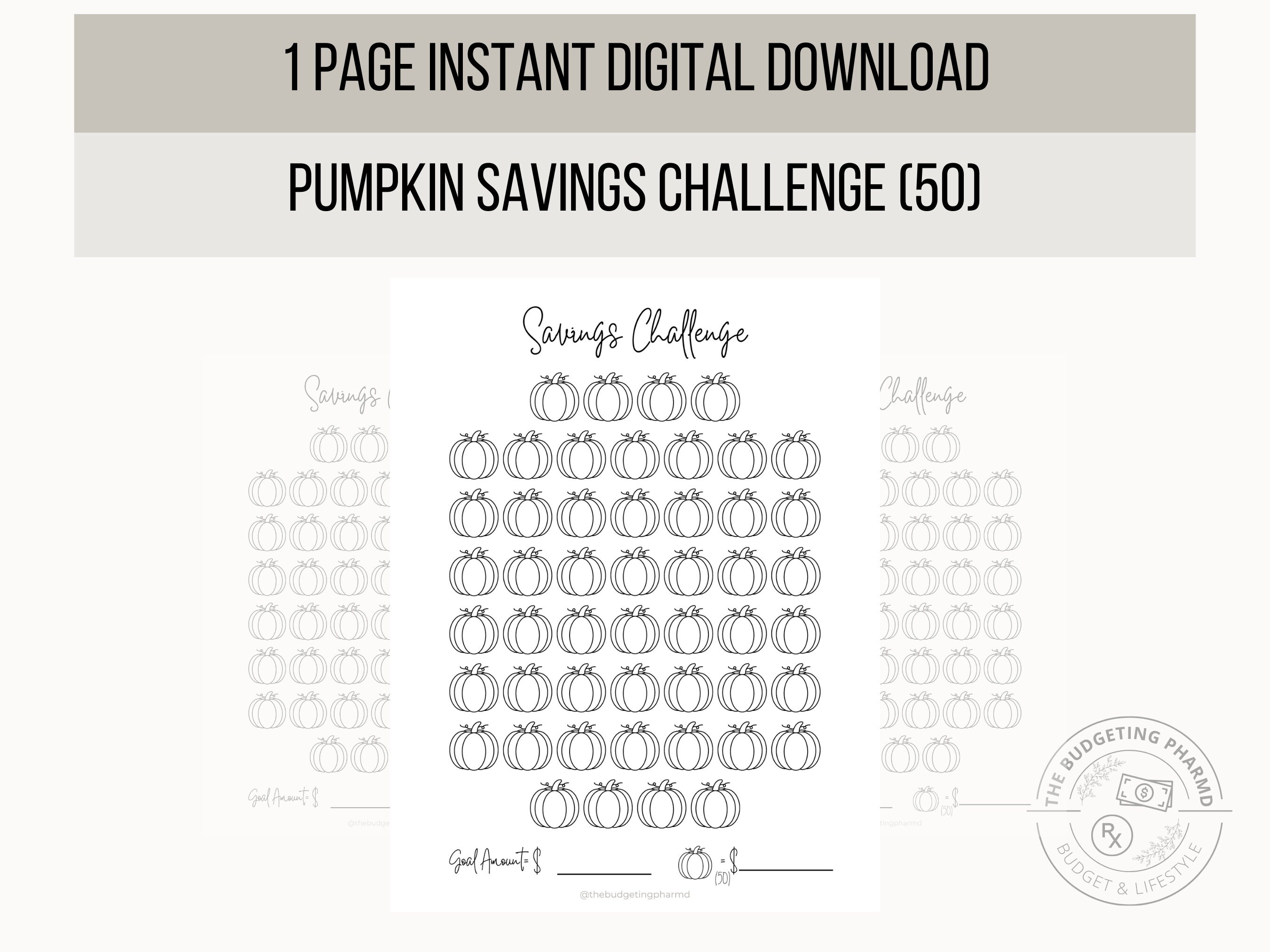 Pumpkin Savings Challenge, Savings Tracker, Kids Savings Challenge ...