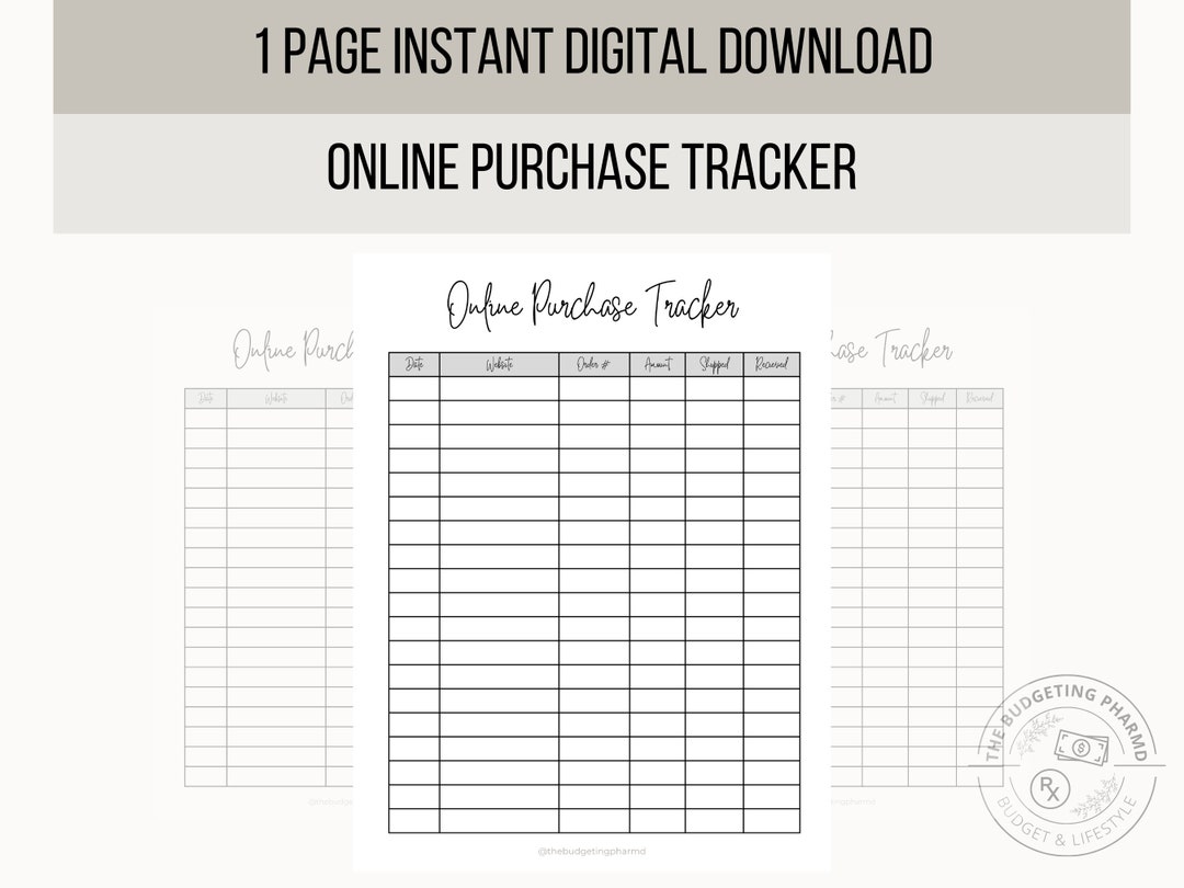 Online Purchase Tracker, Online Order Tracker, Order Tracker, Budget ...