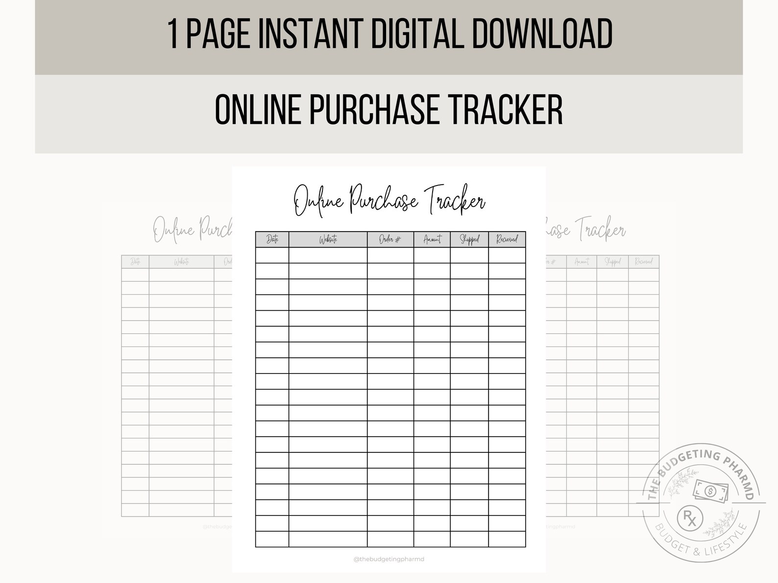 Online Purchase Tracker, Online Order Tracker, Order Tracker, Budget ...