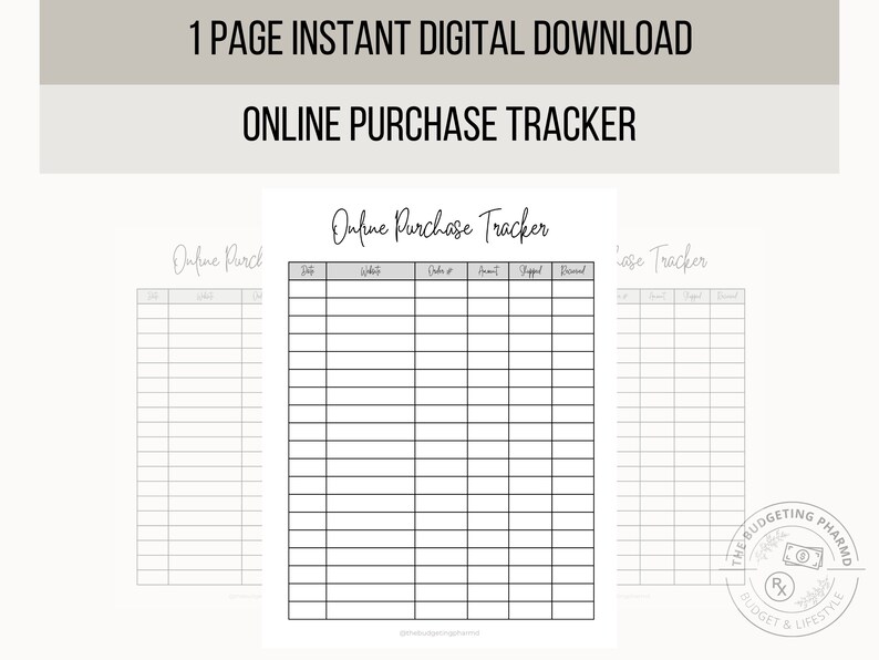 Online Purchase Tracker, Online Order Tracker, Order Tracker, Budget ...