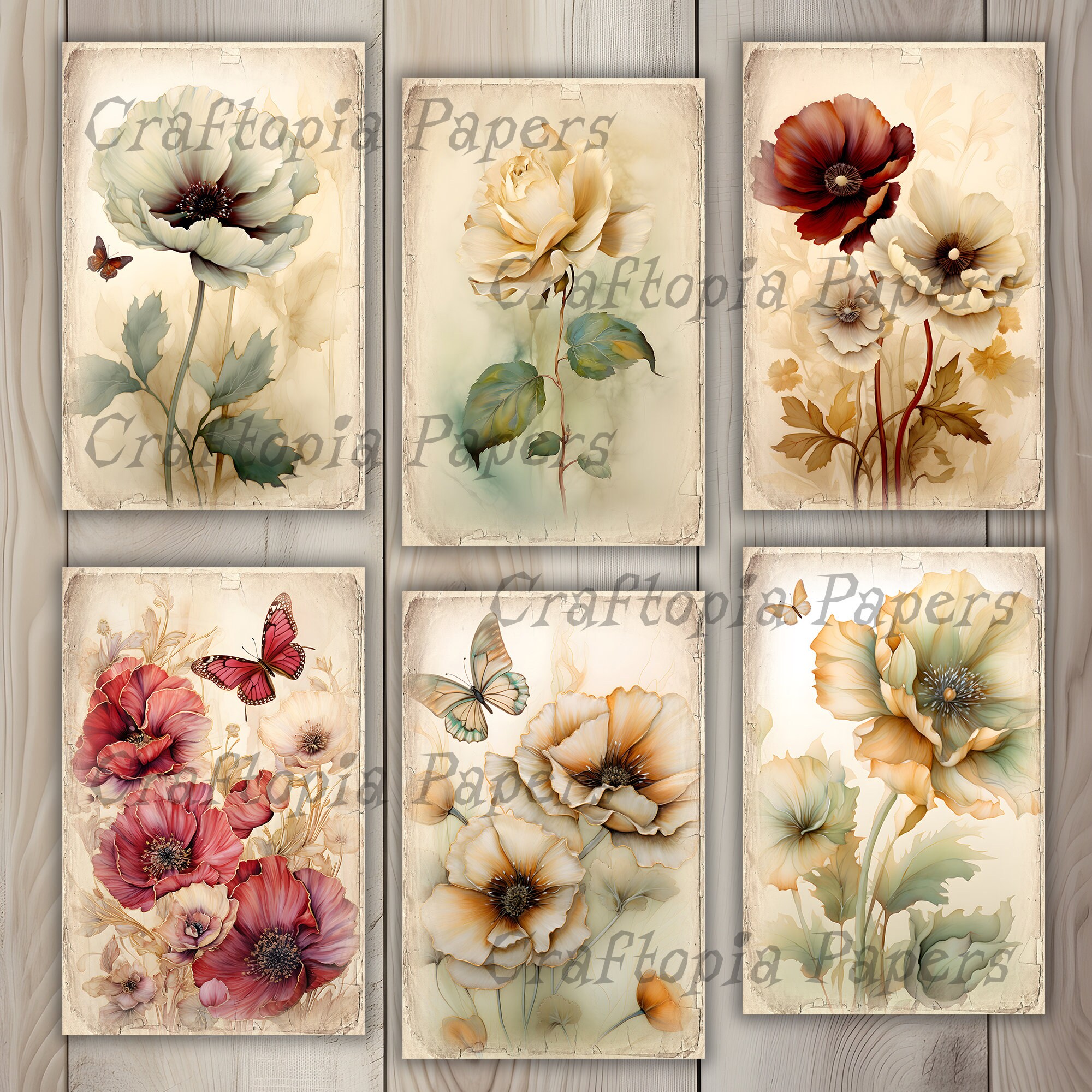 Flowers Junk Journal Kit, Printable Scrapbook Papers, Digital Download ...