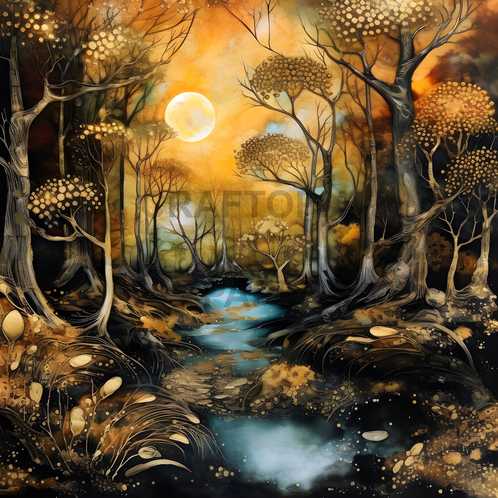 Gold Forest Digital Paper Printable Texture Printable - Etsy