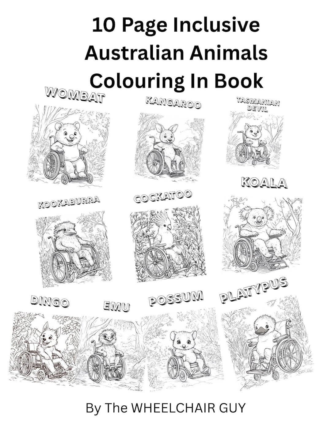 Australian Animals in Wheelchairs Colouring Book | Inclusive Kids ...