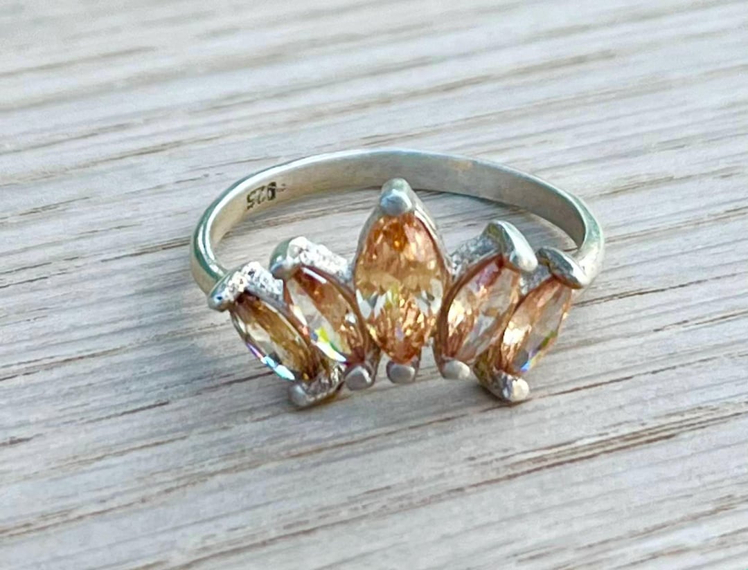 STARLET Silver Starlet Ring With Citrine Stones Engagement Special R6 ...