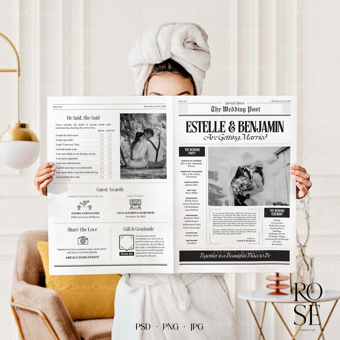 Wedding Newspaper Mockup: Minimalist A4 Design (digital Download) - Etsy