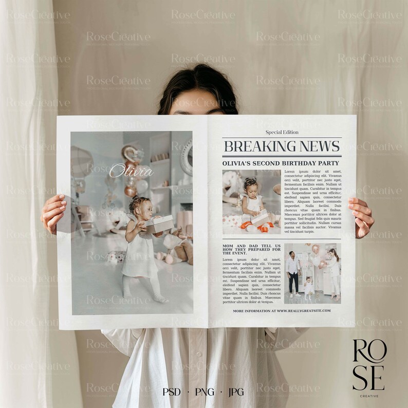 Wedding Newspaper Mockup | A4 Minimalist PSD PNG | Folded Paper Mockup ...