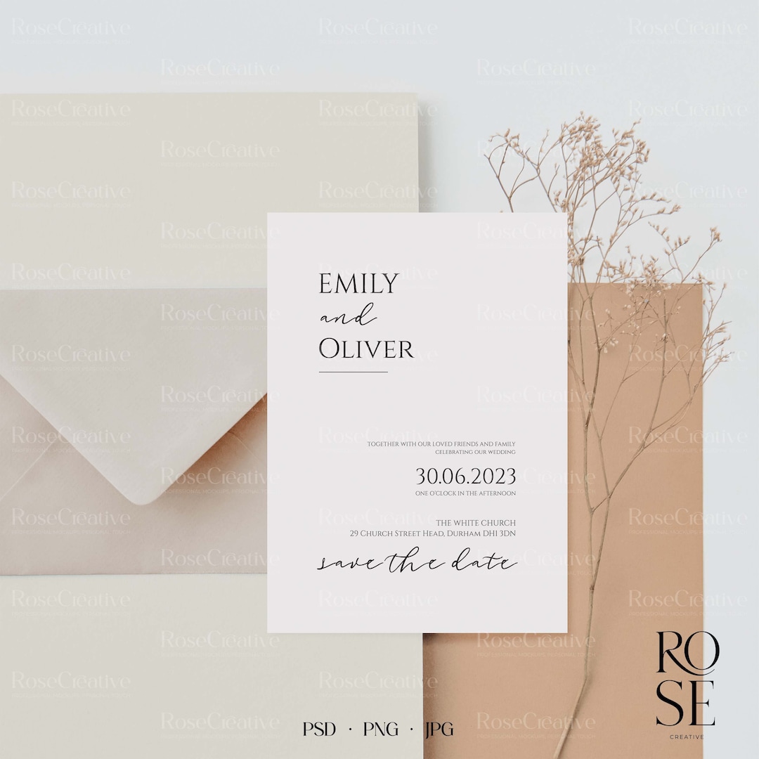 Wedding Invitation Mock Up, Greeting Card Mock Up, Invite Mockup ...