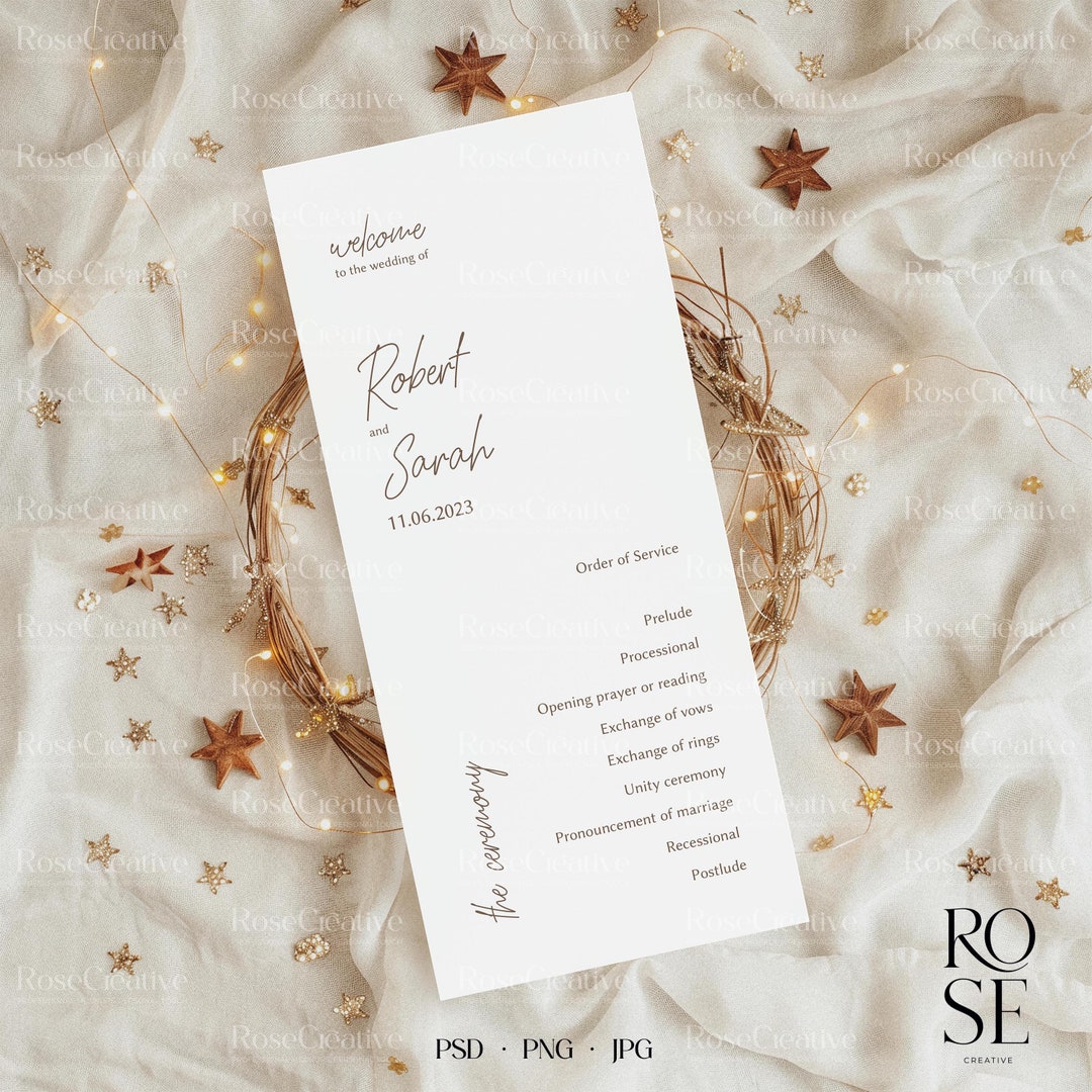 Wedding Program Mockup: 4x9 Card, Menu Stationery (digital Download) - Etsy
