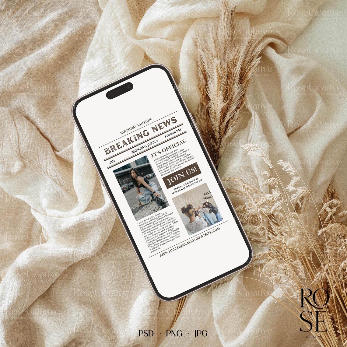 Phone Mock Up, Minimalist iPhone Screen Mockup, Smartphone Invitation ...