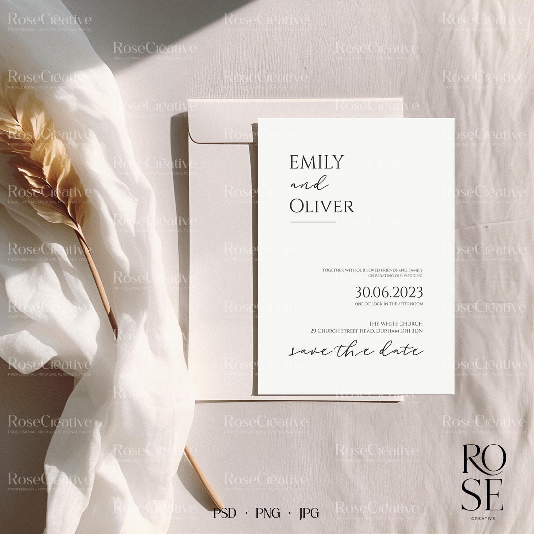 Wedding Invitation Mock Up, Greeting Card Mock Up, Invite Mockup, Blanc ...
