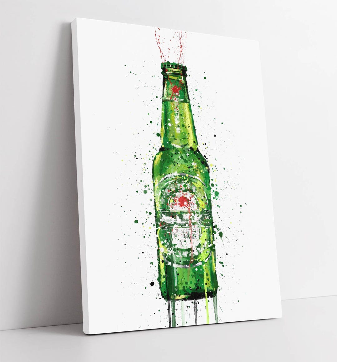 Heineken Beer Bottle Splash Art, Watercolour Paint Drips -art Canvas ...