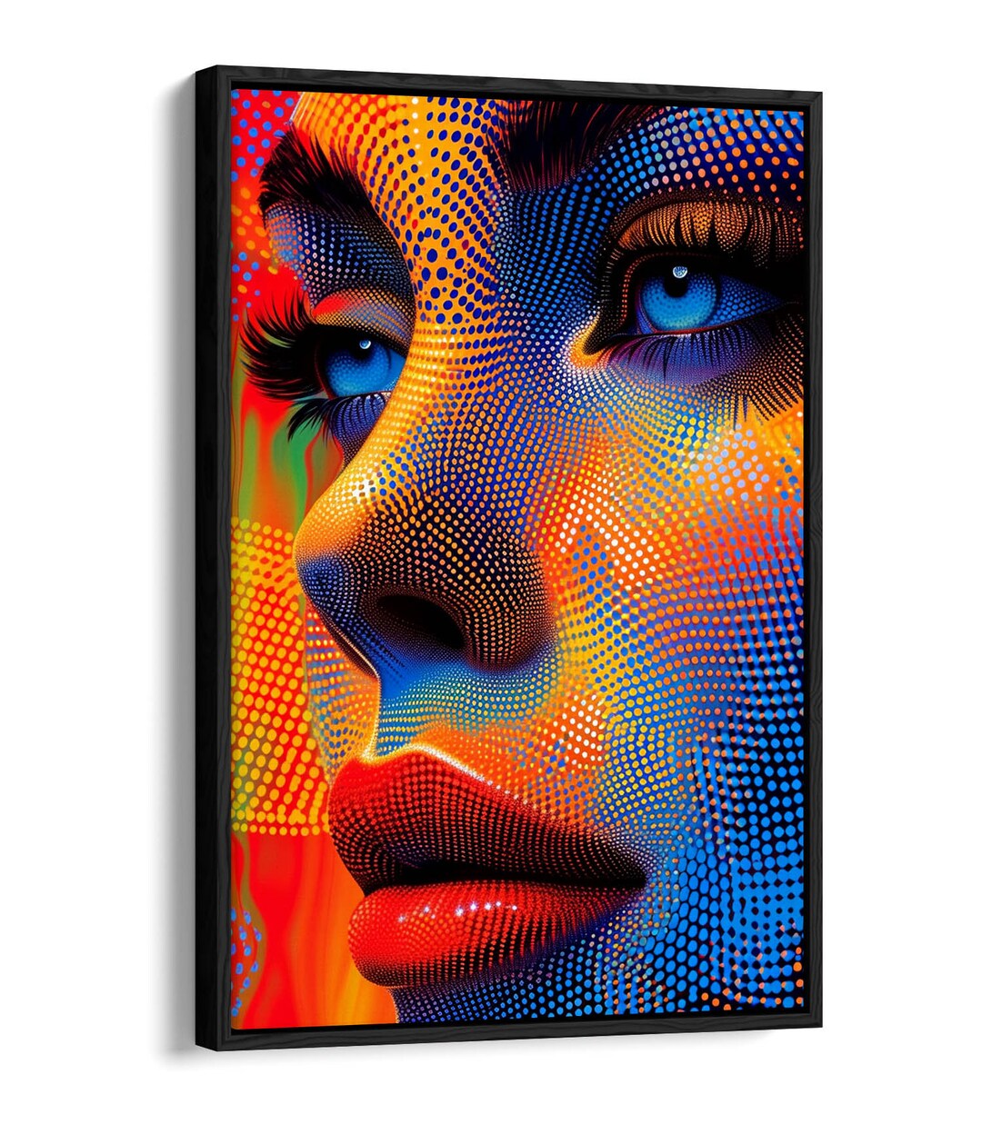 Close up Portrait of Dotted Woman Pointilism Pop Wall Art Float Effect ...