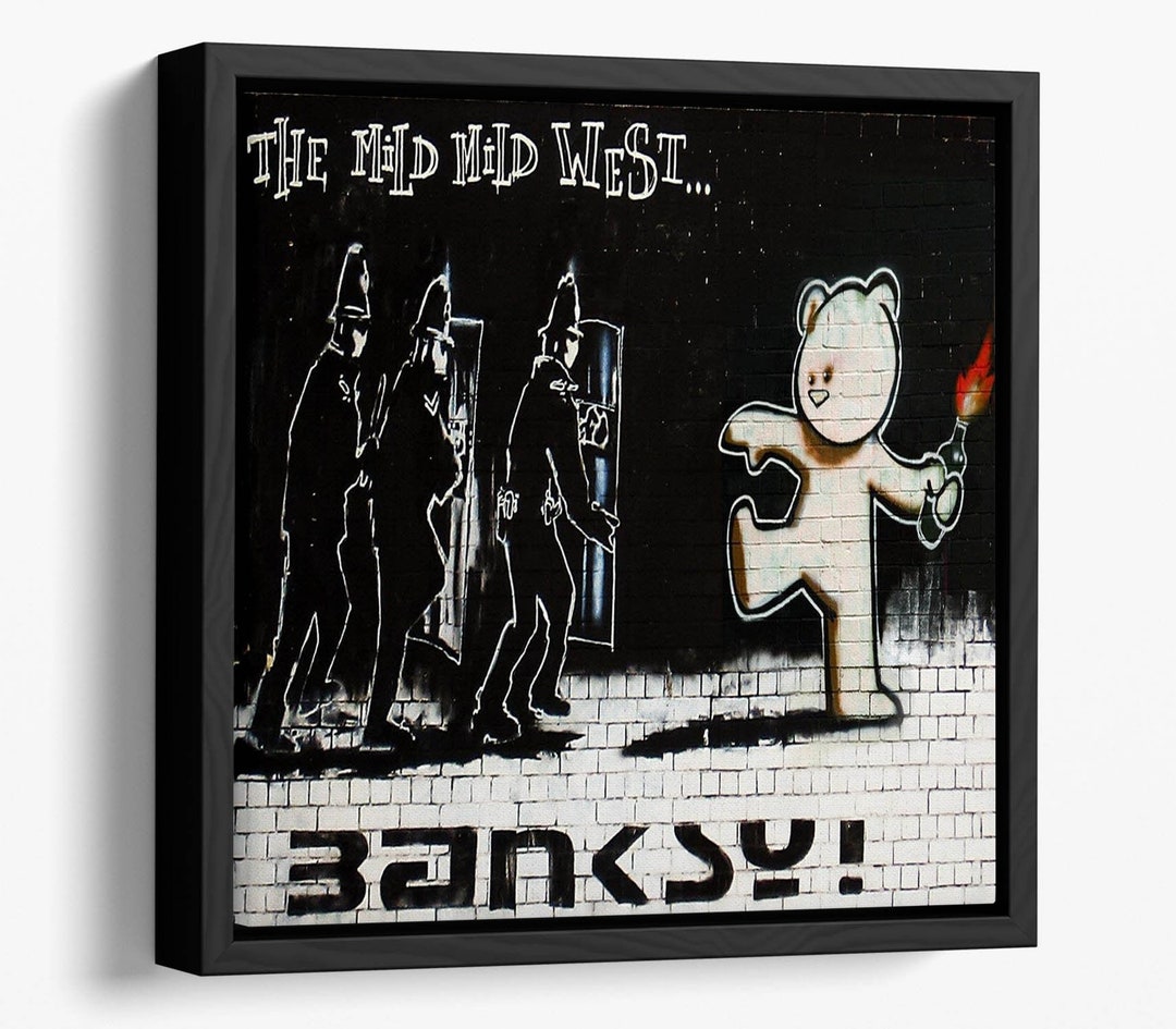 Canvasmonkey banksy Riot Bear Stunning Framed Square Canvas - Etsy