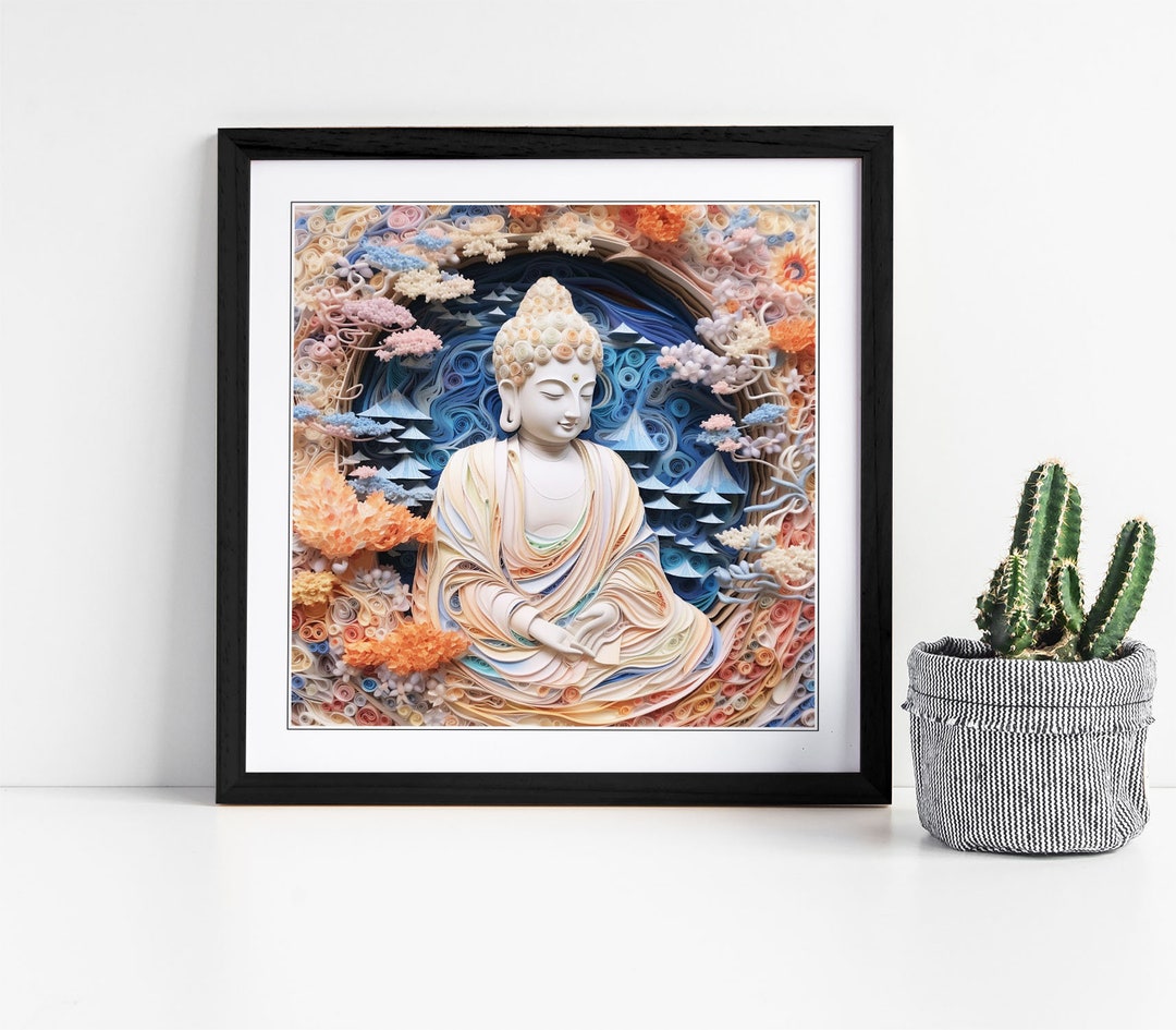 Paper Quilling Buddha Square Wall Art Framed Picture Print - Etsy