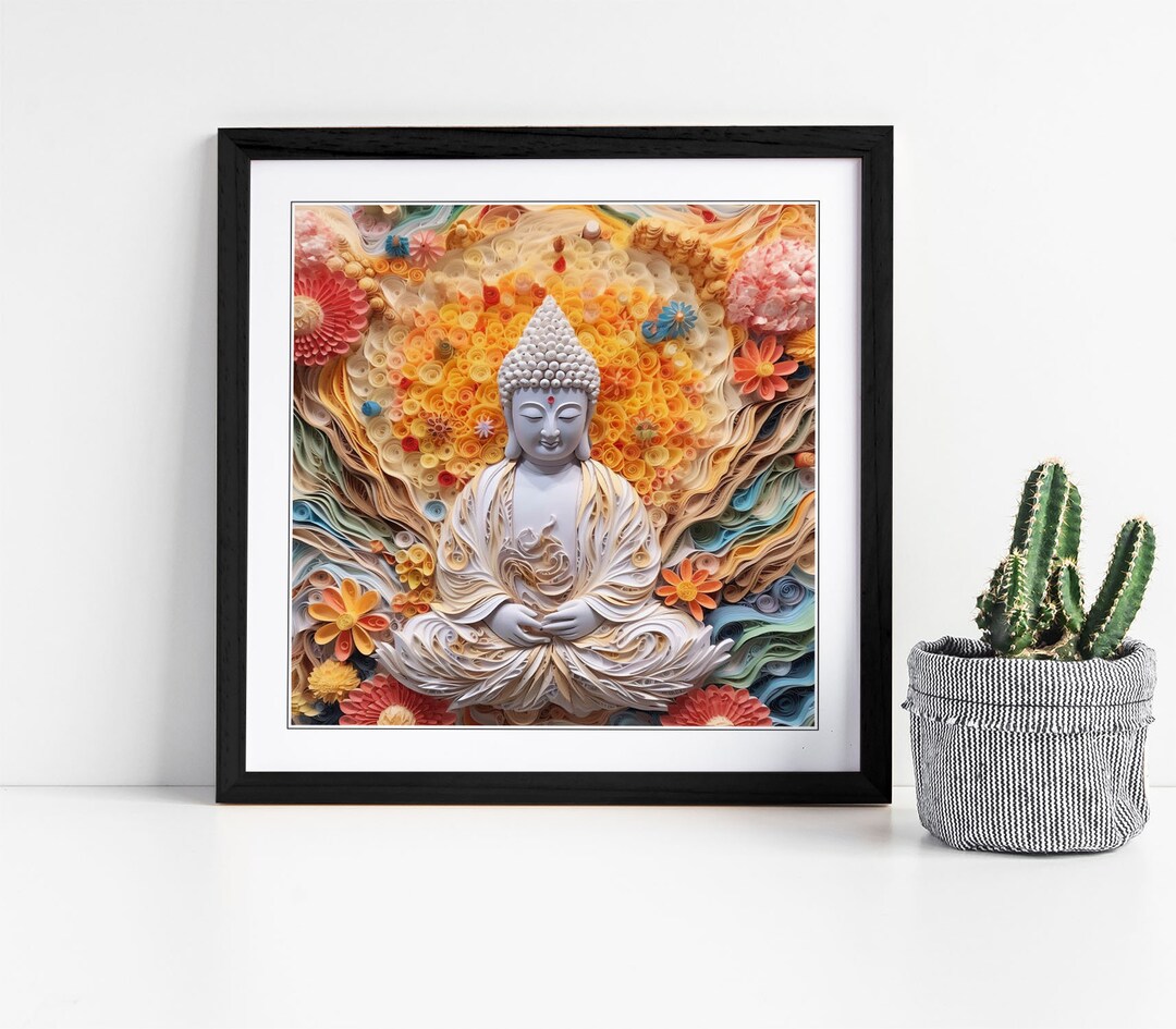 Paper Quilling Buddha Square Wall Art Framed Picture Print - Etsy