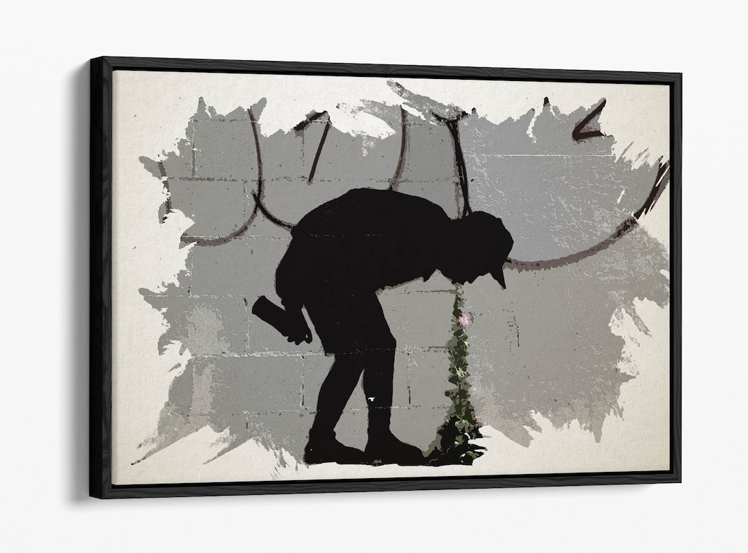 BANKSY FLOWER VOMIT Watercolour Art Float Effect Framed Canvas Print - Etsy