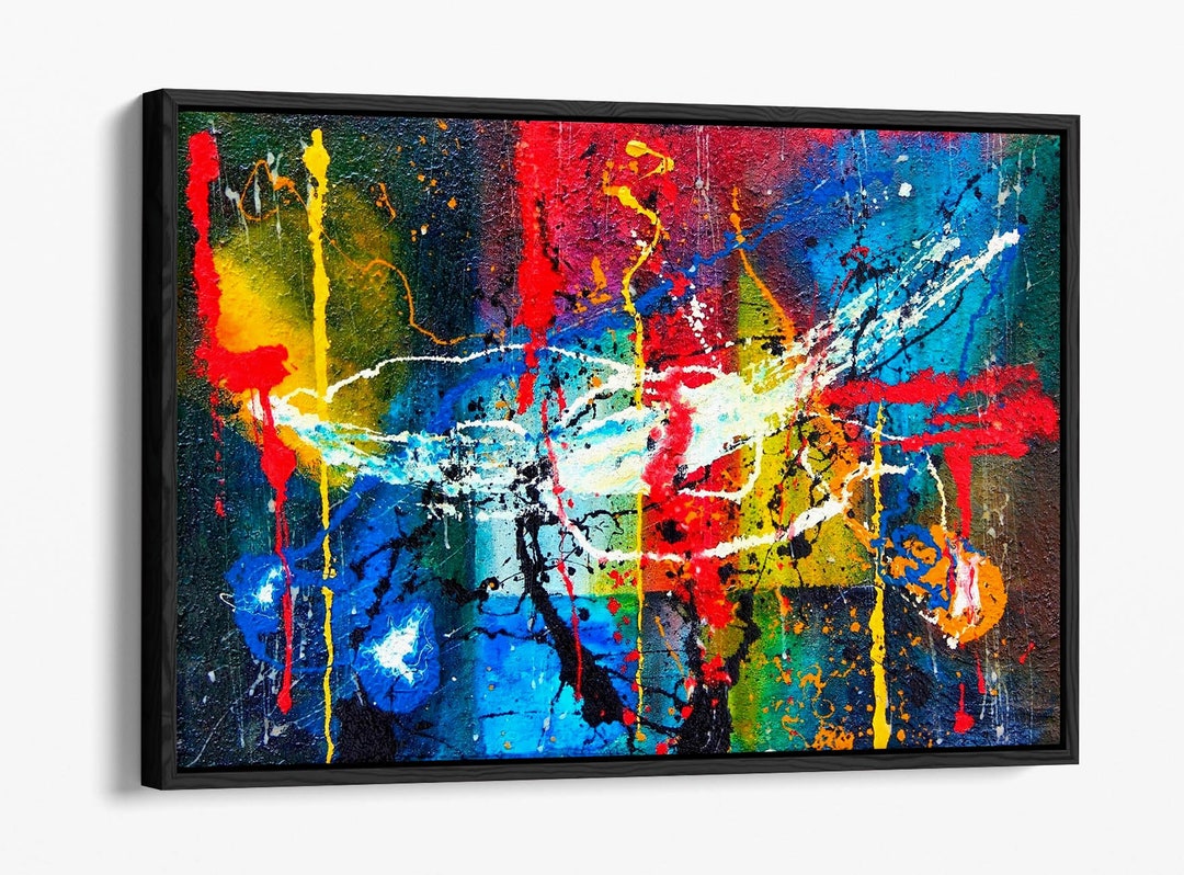 Pollock Paint Splash Art 4 Float Effect Framed Canvas Print - Etsy