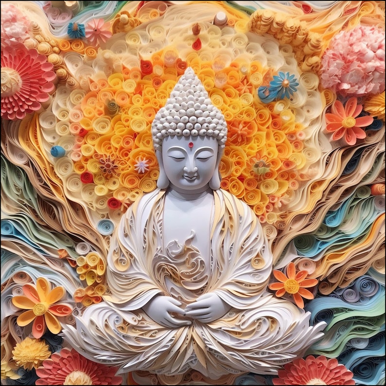 Paper Quilling Buddha Square Wall Art Framed Picture Print - Etsy