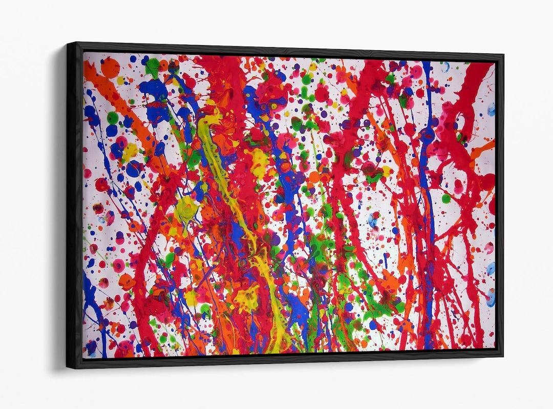 Pollock Paint Splash Art 18 Float Effect Framed Canvas Print - Etsy