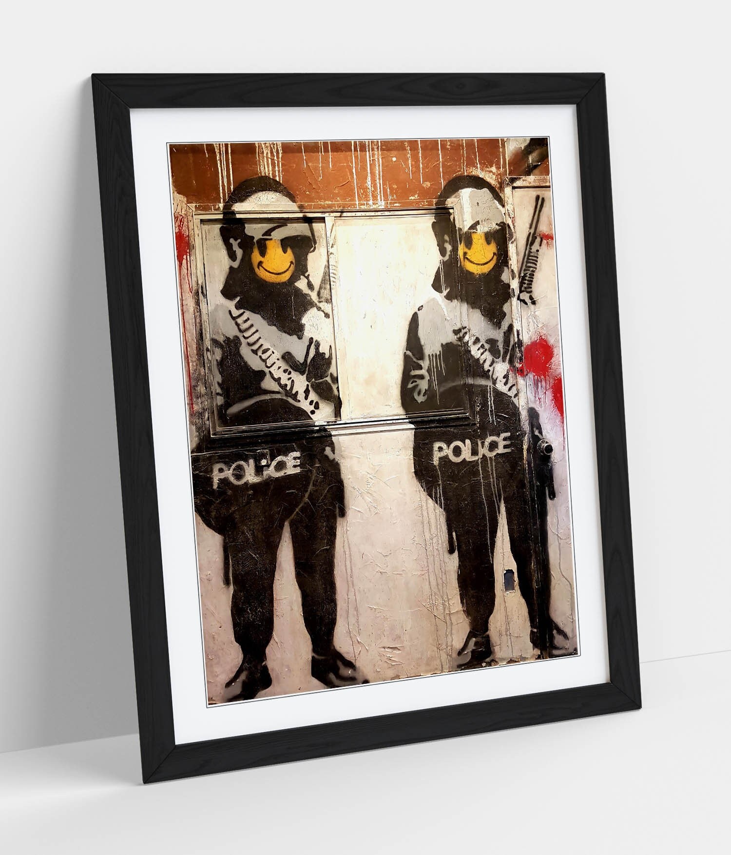 Banksy Smiley Riot Police stunning A4 Black Frame - Etsy