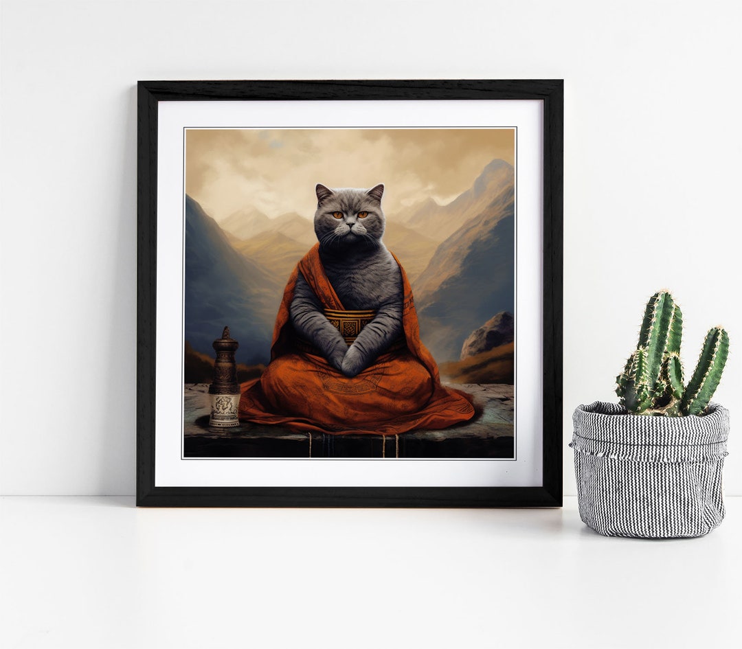 Scottish Shorthair Cat Buddha Square Wall Art Framed Picture Print - Etsy