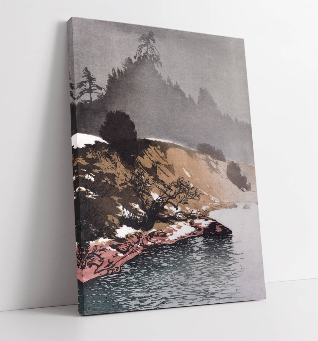 Snow on the River by Hans Frank wall Art Framed Canvas Picture Print ...