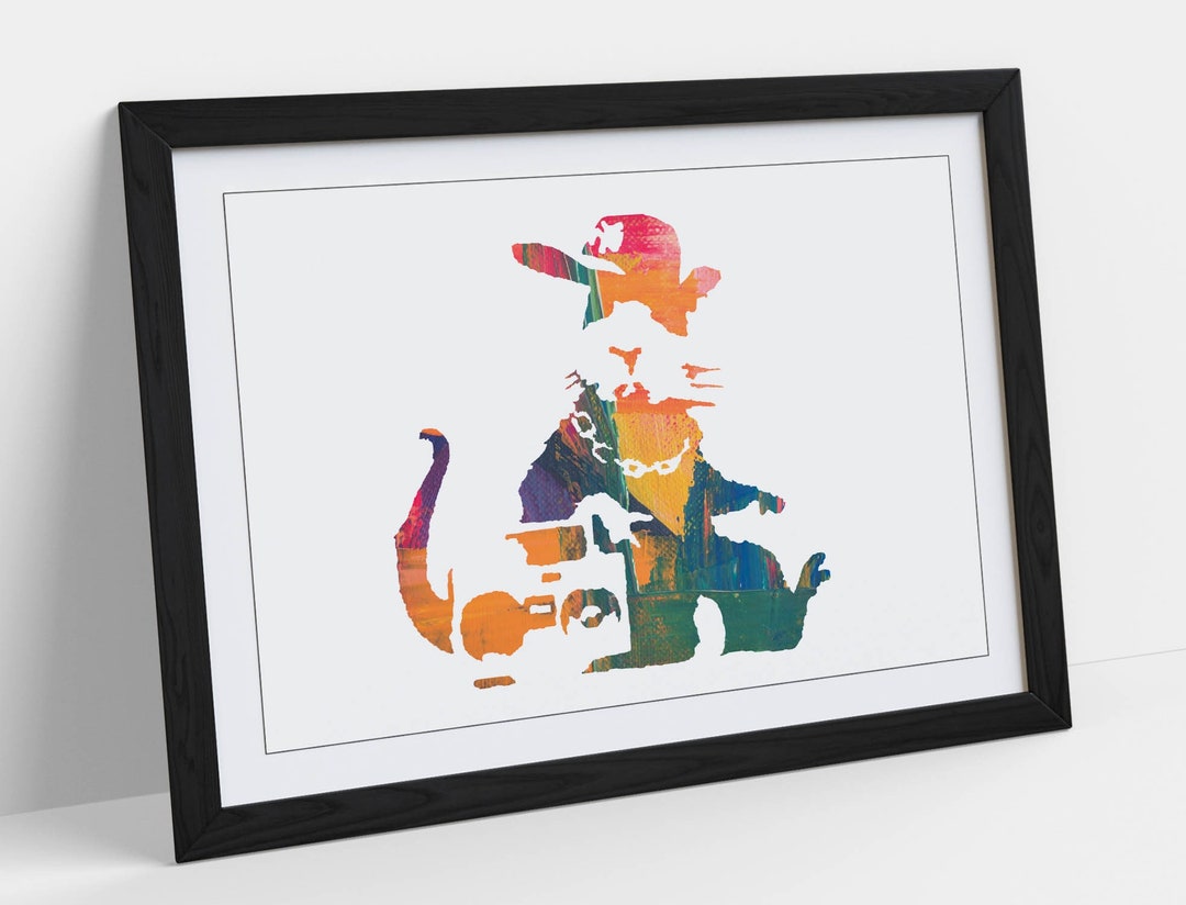 Banksy Gangsta Rat Rainbow Paint Effect, Colourful Graffiti stunning ...