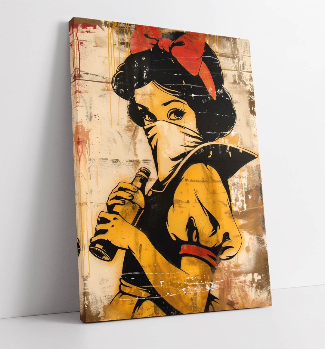 Snow White Wearing a Balaclava Art Canvas Picture Print Wall Hanging - Etsy