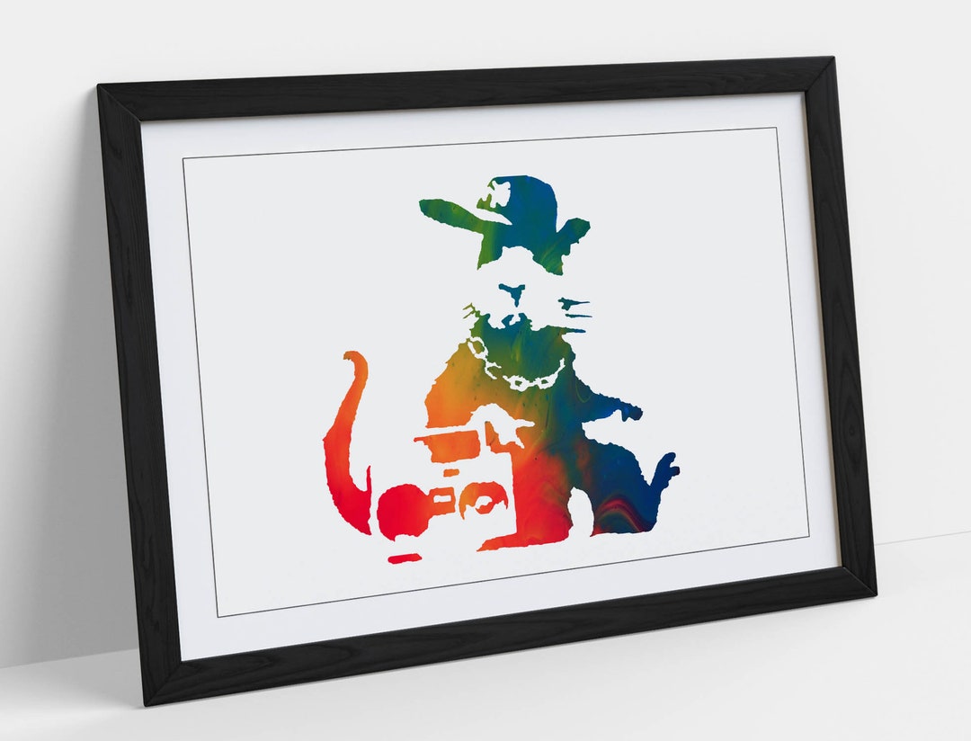 Banksy Style Gangster Rat Multicolour Rainbow Artwork Wall Art Picture ...