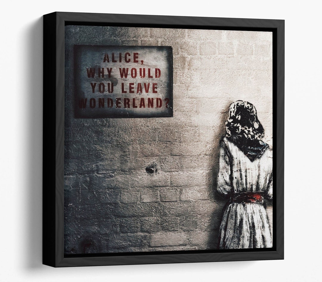 Banksy Alice Out of Wonderland Stunning Framed Square Canvas Art Print ...