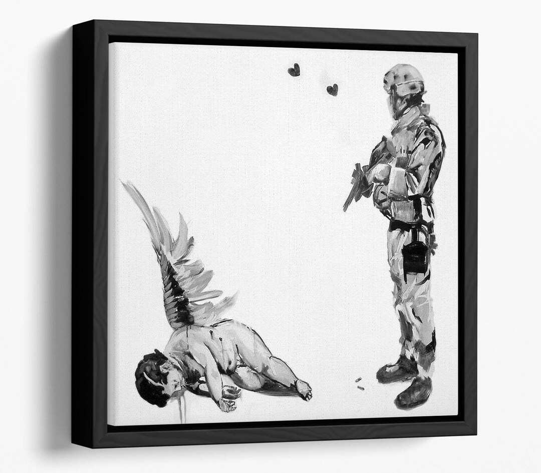 Canvasmonkey -banksy Soldier Fallen Angel- Stunning Framed Square ...