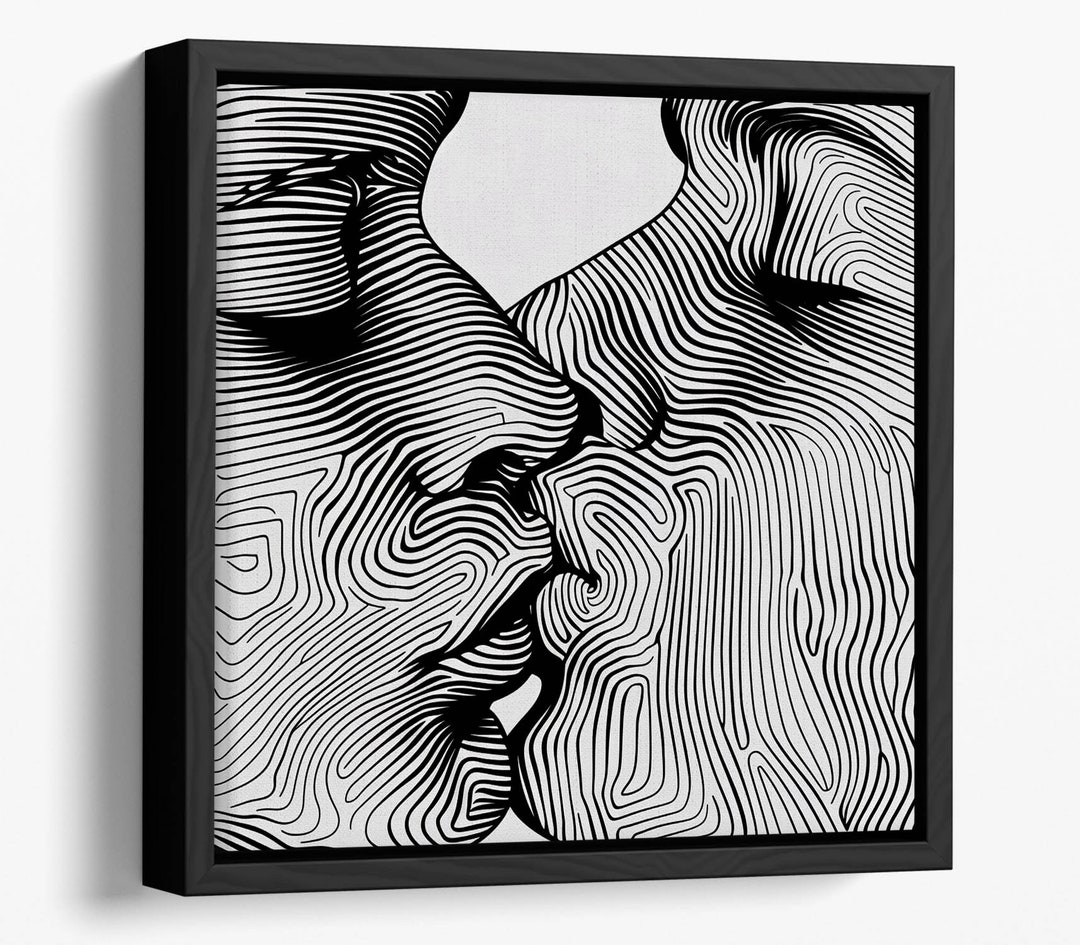 Cool Abstract Couple Kissing Bedroom Wall Art Float Effect Framed ...